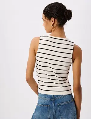 Whistles Stripe Button Front Tank
