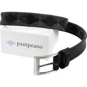 PAMPEANO Woven Leather Belt With Silver Buckle - Black