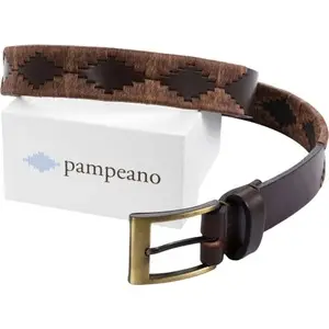 PAMPEANO Woven Leather Belt With Silver Buckle - Brown
