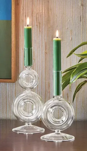 TAG Odette Glass Taper Candle Holder 3.5 X 3.5 X 7