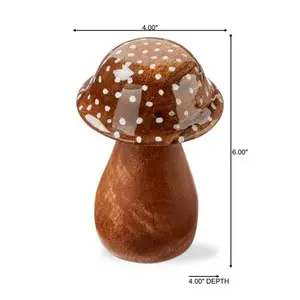 TAG Dottie Mushroom Decorative Object Lg Natural Enamel Mango Wood Spring