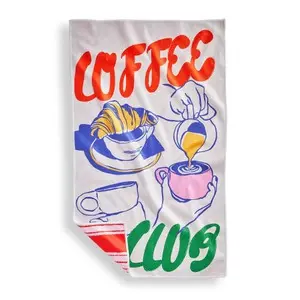 TAG Super Absorbent Kitchen Towel Coffee Club Multi Color Dishtowel 18 X 30 - Multicolored