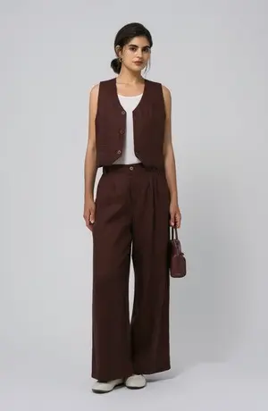 JUANA Hemp High Rise Tapered Leg Trousers - Espresso