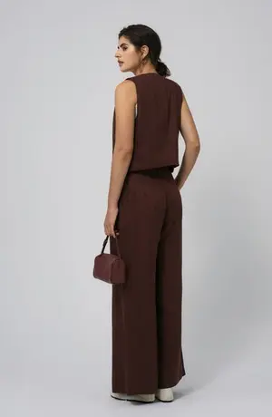 JUANA Hemp High Rise Tapered Leg Trousers - Espresso