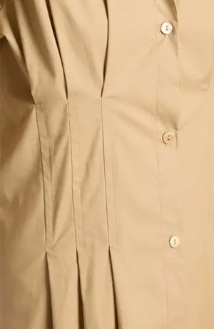 Santorelli Miley Midi Shirt Dress In Cotton Stretch - Chai