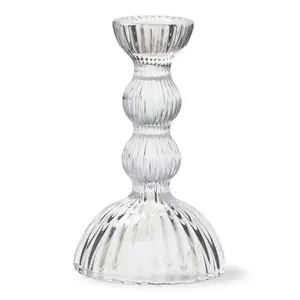 TAG Ella Soda Lime Glass Taper Candle Holder 3.62x3.62x5.91 - Clear