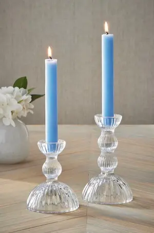 TAG Ella Soda Lime Glass Taper Candle Holder 3.62x3.62x5.91