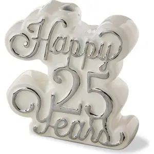 TAG Happy 25 Years Cake Topper Candleholder Earthenware Everyday - Silver