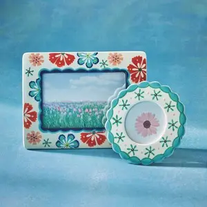 TAG Eclectic Fun 4x6 Photo Frame Multi Earthenware Mdf Glass 7x0.5x9