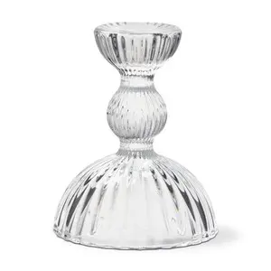 TAG Soda Lime Glass Ella Small Taper Candle Holder 3.62x3.62x4.53 - Clear