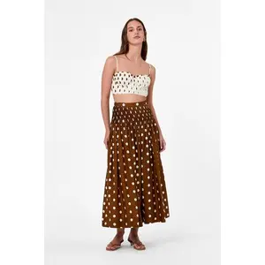 NICHOLAS Amabelle Skirt - Spice  Ivory Polka Dot