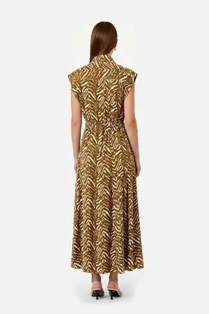NICHOLAS Romina Zebra Print Utility Midi Shirt Dress - Abstract Zebra