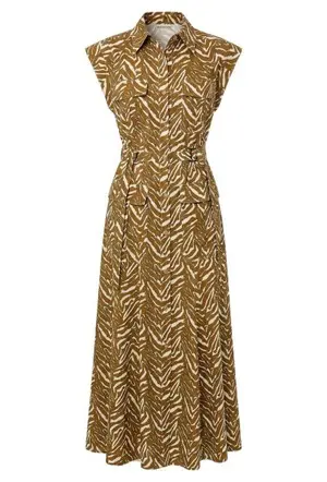 NICHOLAS Romina Zebra Print Utility Midi Shirt Dress - Abstract Zebra