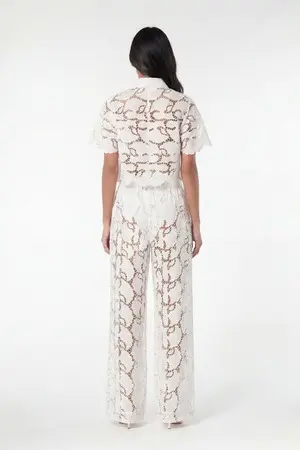 NICHOLAS Sandra Broderie Lace Wide Leg Pants - Ivory