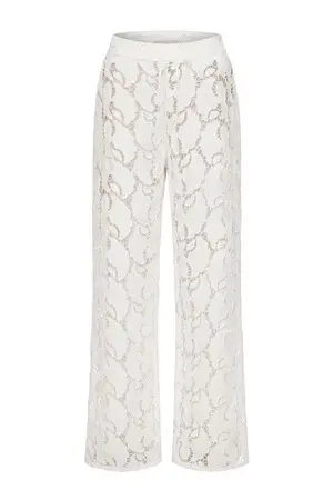 NICHOLAS Sandra Broderie Lace Wide Leg Pants - Ivory