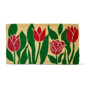 TAG Tulip Flower Coir Doormat Multi Spray Bleached Coir 30 X 17 X 1 - Multicolored