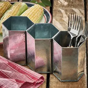 TAG Galvanized Flatware Caddy Galvanized Iron Summer