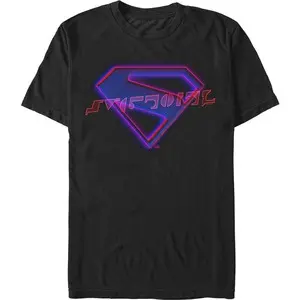 SUPERGIRL Neon Classic Logo Graphic T-shirt - Black