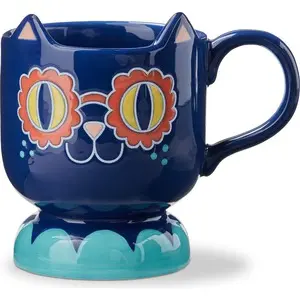 TAG Eclectic Fun Cat Earthenware Mug Multi 14 Oz 5.45 X 3.9 X 4.65 - Multicolored
