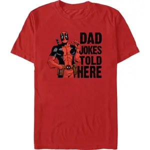 MARVEL Deadpool Dad Jokes Told Here Graphic T-shirt - Red
