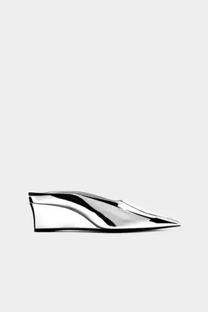 SIMONMILLER Pointed Gala Wedge Mule - Silver