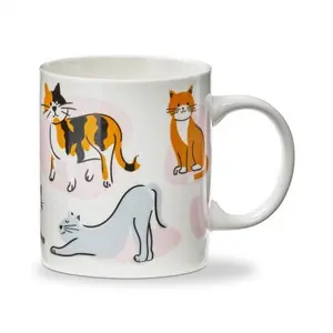 TAG Cool Cats Bone China Mug Multi 12 Oz 3.25x3.25x3.5 - Multicolored