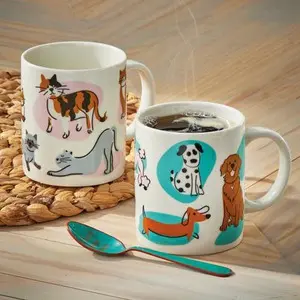TAG Cool Cats Bone China Mug Multi 12 Oz 3.25x3.25x3.5
