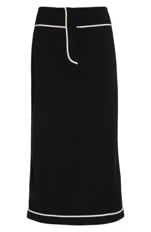 ASHLYN Kado Tropical Stretch Wool Midi Skirt