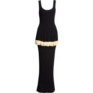 ASHLYN Kishi Layered Rib Sweater Dress - Black/ivory