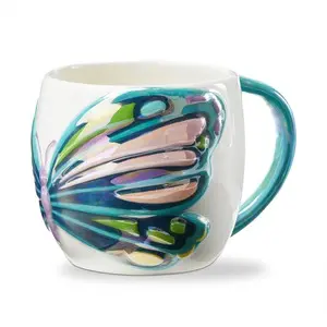 TAG Everyday Butterfly Earthenware Mug Multi 17 Oz 4.03x4.03x3.78 - Multicolored