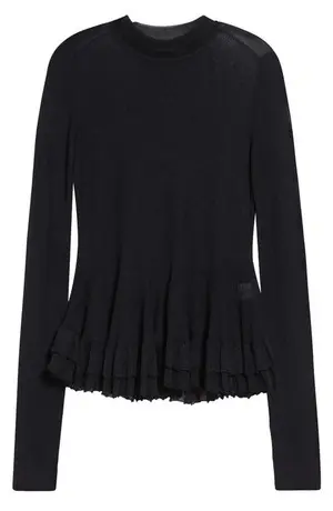 ASHLYN Meritt Ruffle Hem Mock Neck Sweater