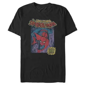 MARVEL: SPIDER-MAN Distressed Amazing Spider Short Sleeve Graphic T-shirt - Black