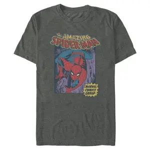 MARVEL: SPIDER-MAN Distressed Amazing Spider Short Sleeve Graphic T-shirt - Dark Heather