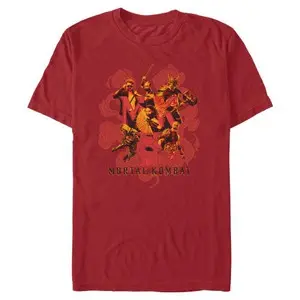 MORTAL KOMBAT II Champions Vs Villains Group Shot Short Sleeve Graphic T-shirt - Cardinal