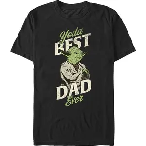 STAR WARS Distressed Yoda Best Dad Ever Short Sleeve Graphic T-shirt - Black