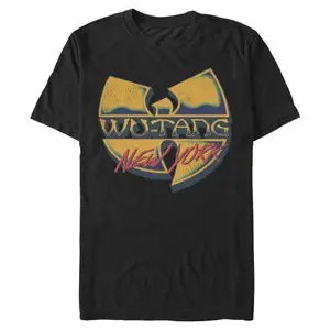 WU-TANG CLAN New York Distressed Retro Logo Short Sleeve Graphic T-shirt - Black