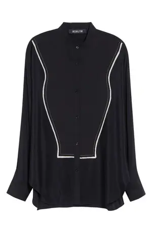 ASHLYN Eskil Outlined Bib Button-up Shirt