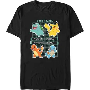 POKEMON Starters Grid Pokedex Graphic T-shirt