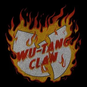 WU-TANG CLAN Distressed Logo On Fire Graphic T-shirt