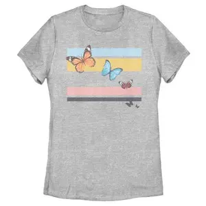 LOST GODS Distressed Butterfly Flag Graphic T-shirt - Athletic Heather