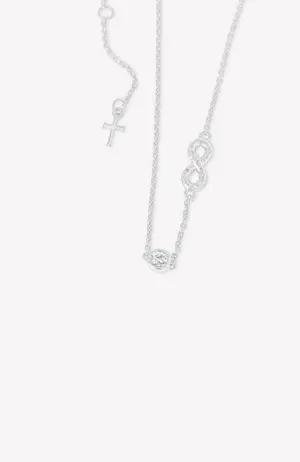 RIZEN JEWELRY Infinity Ichthys Pendant Necklace With Solitaire - Sterling Silver