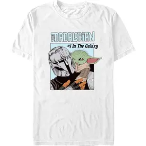 STAR WARS: THE MANDALORIAN The Dadalorian Number One Galaxy Short Sleeve Graphic T-shirt - White