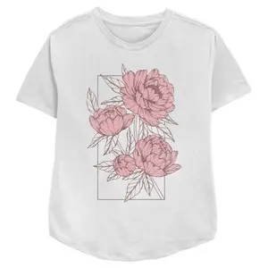LOST GODS Distressed Peonies Graphic T-shirt - White