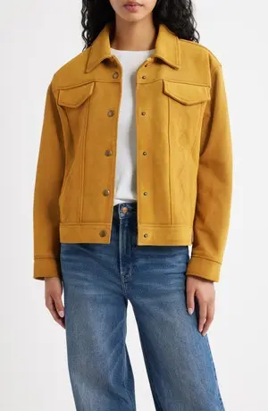 THE FRYE COMPANY Cow Split Leather Jacket Moustard