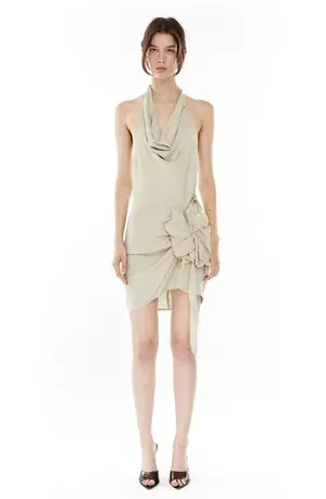 MOTHER OF ALL Patsy Mini Dress With Halter Neck And 3d Floral Detail