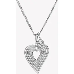 RIZEN JEWELRY Double Heart Pendant Necklace - Sterling Silver
