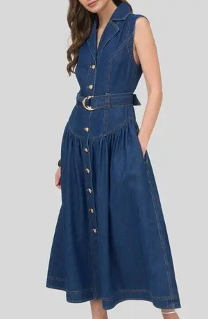 ZOE AND CLAIRE Sleeveless Belted Maxi Dress