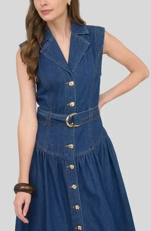ZOE AND CLAIRE Sleeveless Belted Maxi Dress