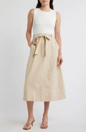 ZOE AND CLAIRE Twofer Sleeveless Dress - Ivory