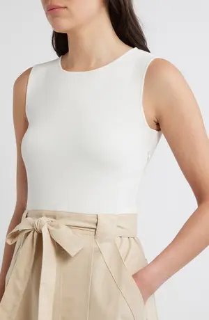 ZOE AND CLAIRE Sleeveless Jewel Neck Two-piece Look Dress
